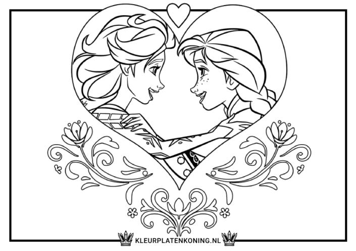 Kleurplaat Elsa en Anna | Frozen Kleurplaten